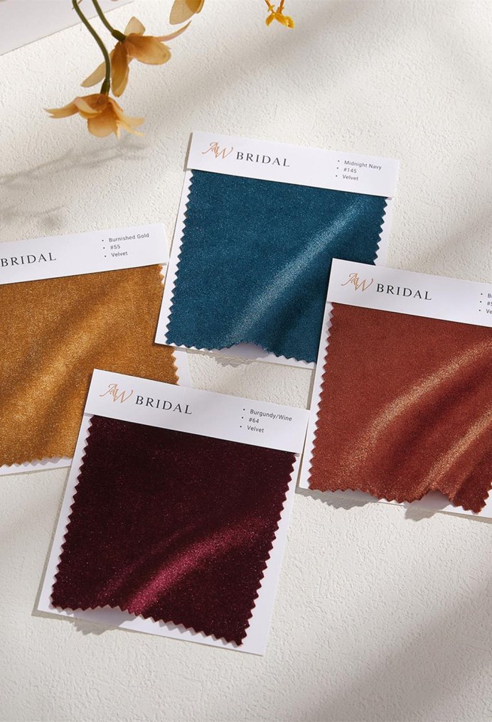 AW Velvet Swatches for Bridal Dresses, Velvet Fabrics & Swatches | AW ...